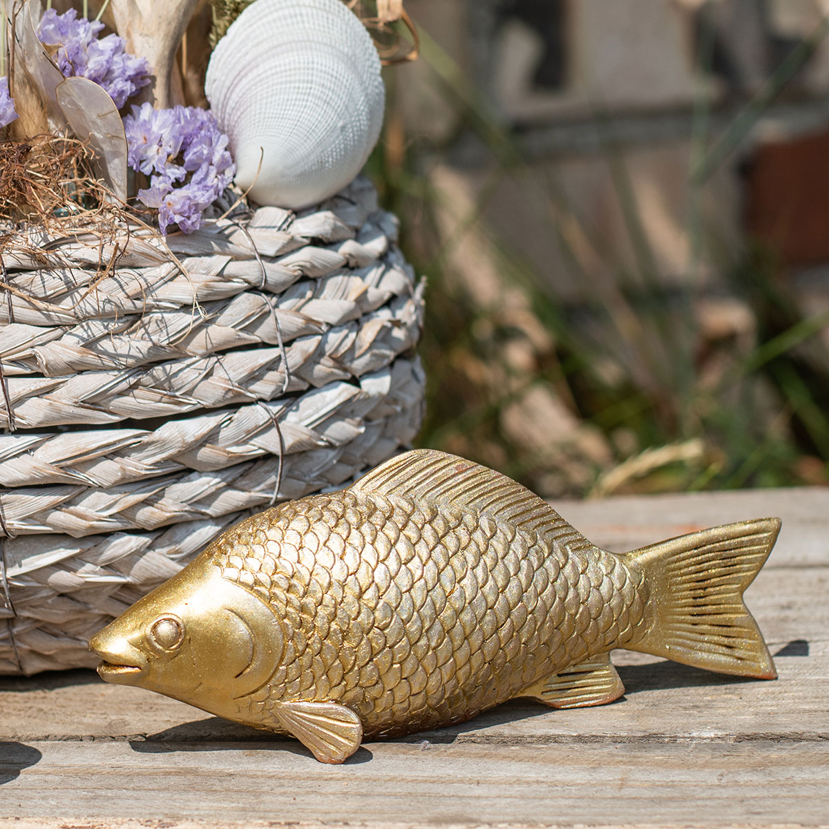 Floristik24.dk Dekorativ Fisk Guldfarvet Statue til Stand Fisk Skulptur ...