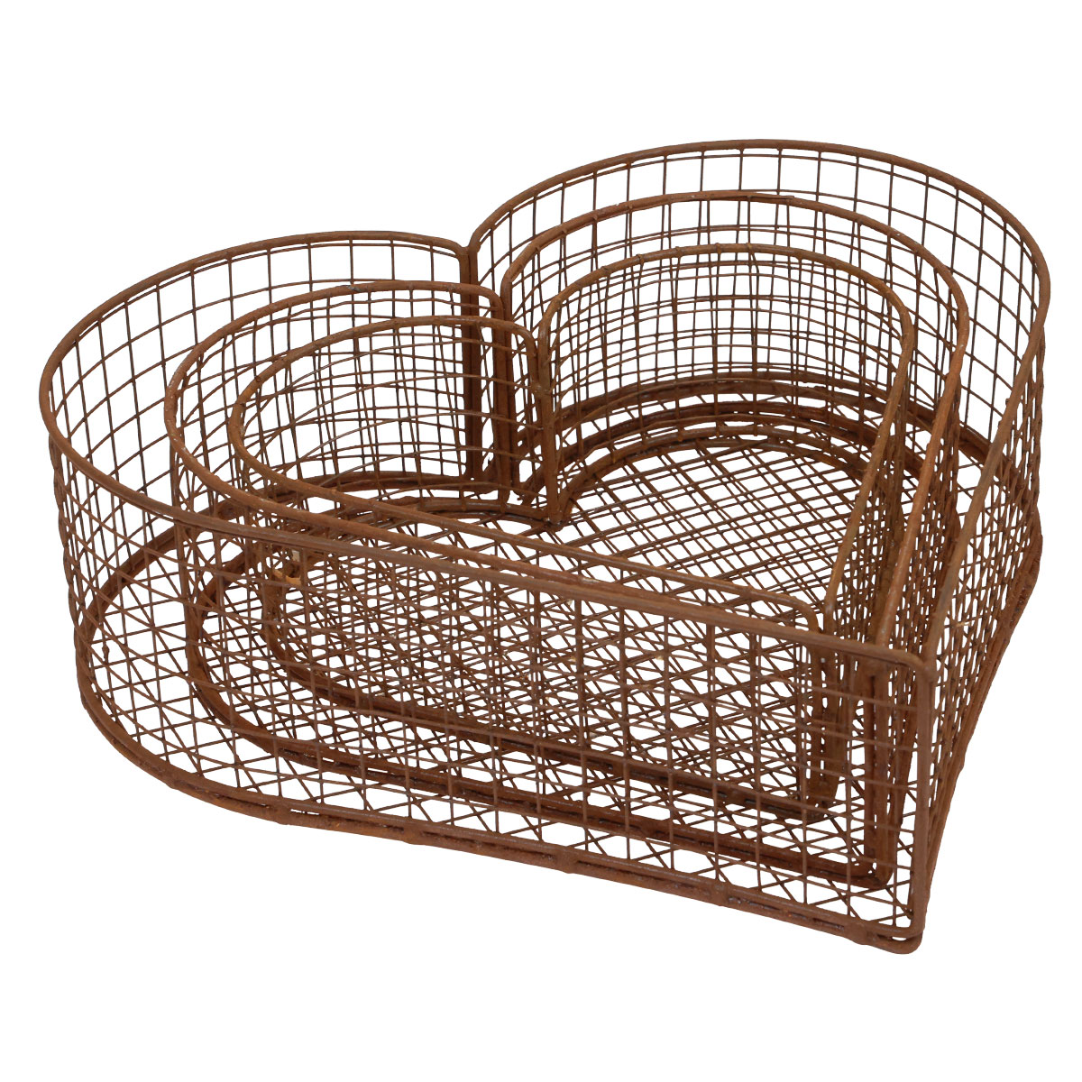 Floristik24.dk Planteskål metal hjerte mesh kurv rust 20/24,5/30 sæt af ...