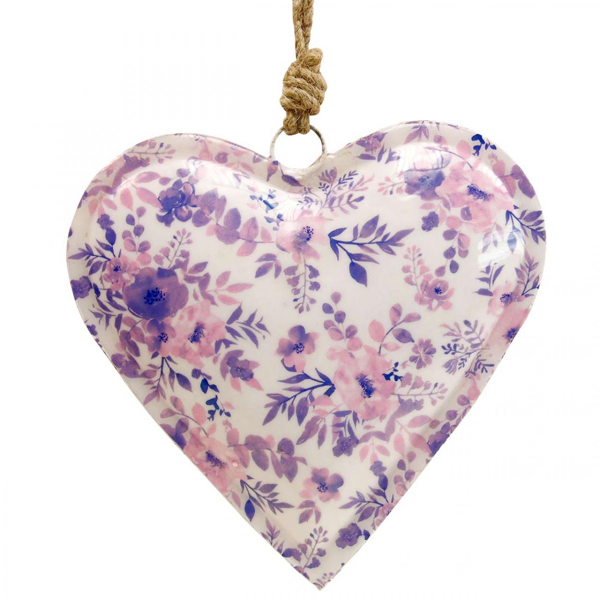 Floristik24.dk Deco vedhæng metal hjerte deco blomster 16x16x2,5cm 3stk